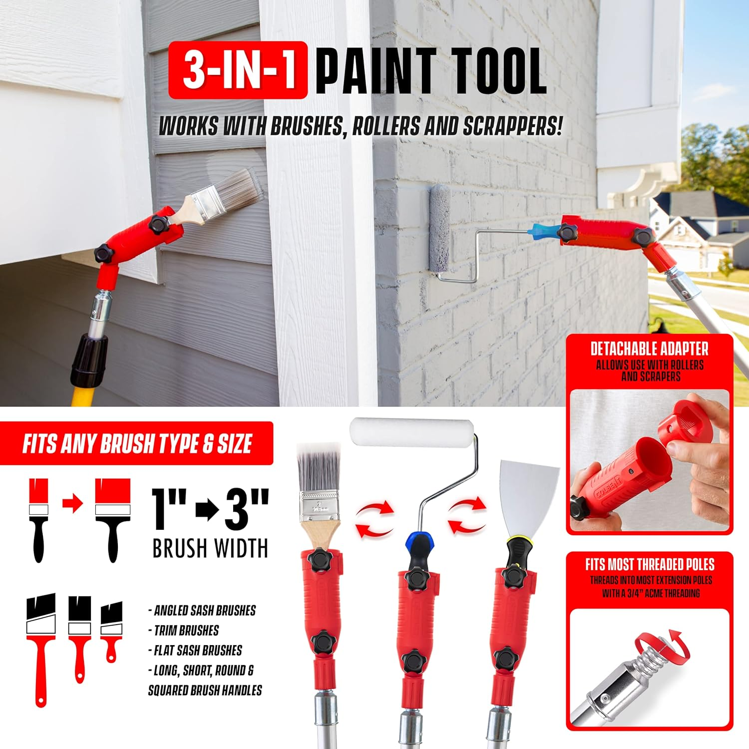 Multi-Angle Paint Brush Extender, Paint Edger Tool for High Ceilings ...