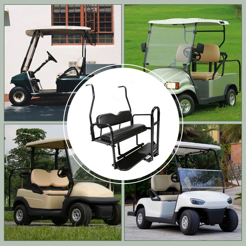 Black Folding Rear Flip Seat Kit w/Grab Bar for Golf Cart Club Car DS ...