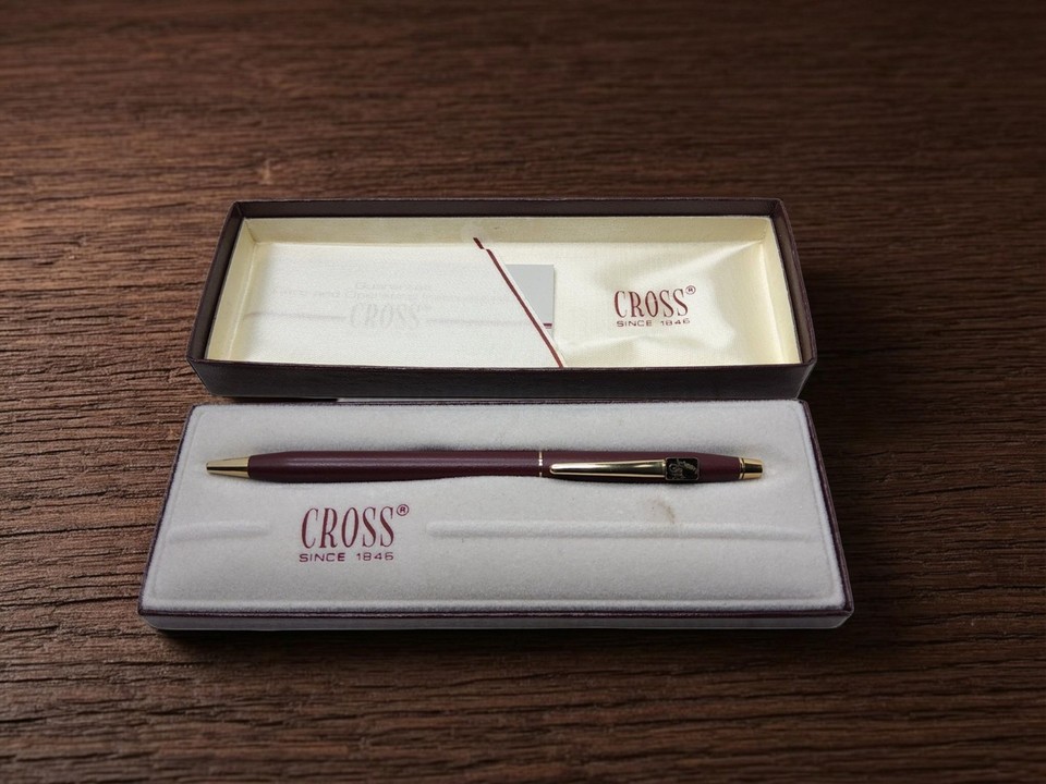 Vintage Cross Chrome INC 20132 Burgandy Ball-Point PEN in BOX ...