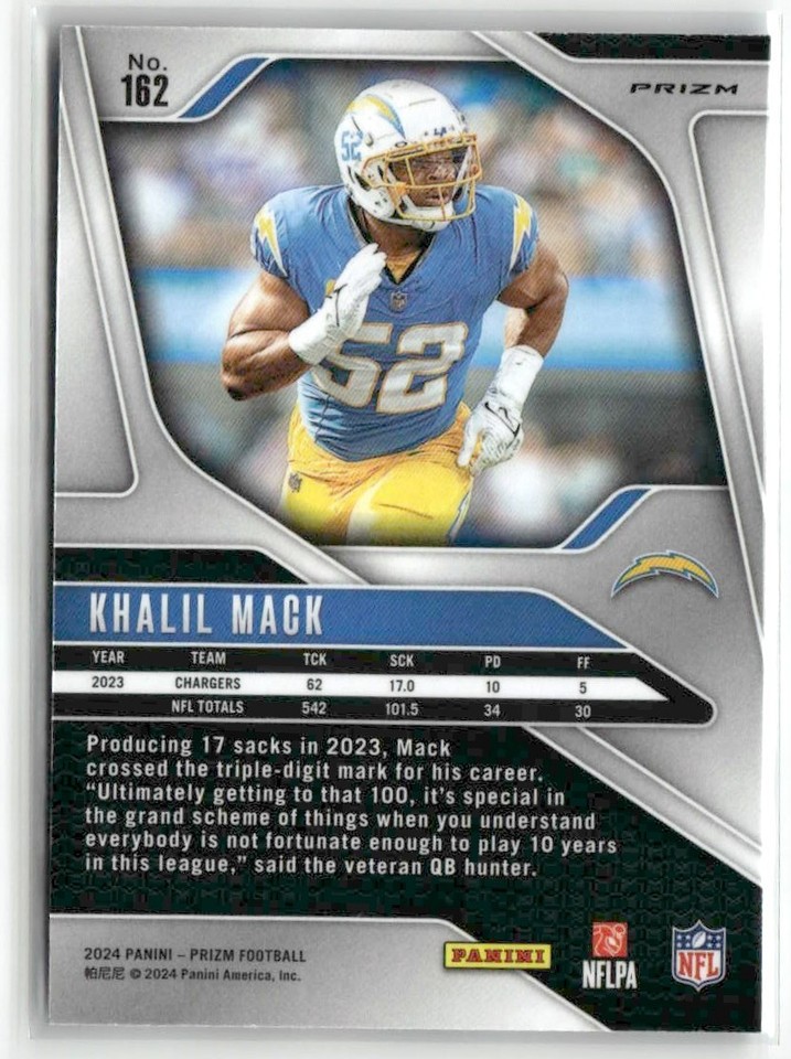 Khalil Mack 2024 Panini Prizm Red White Blue Los Angeles Chargers #162 ...