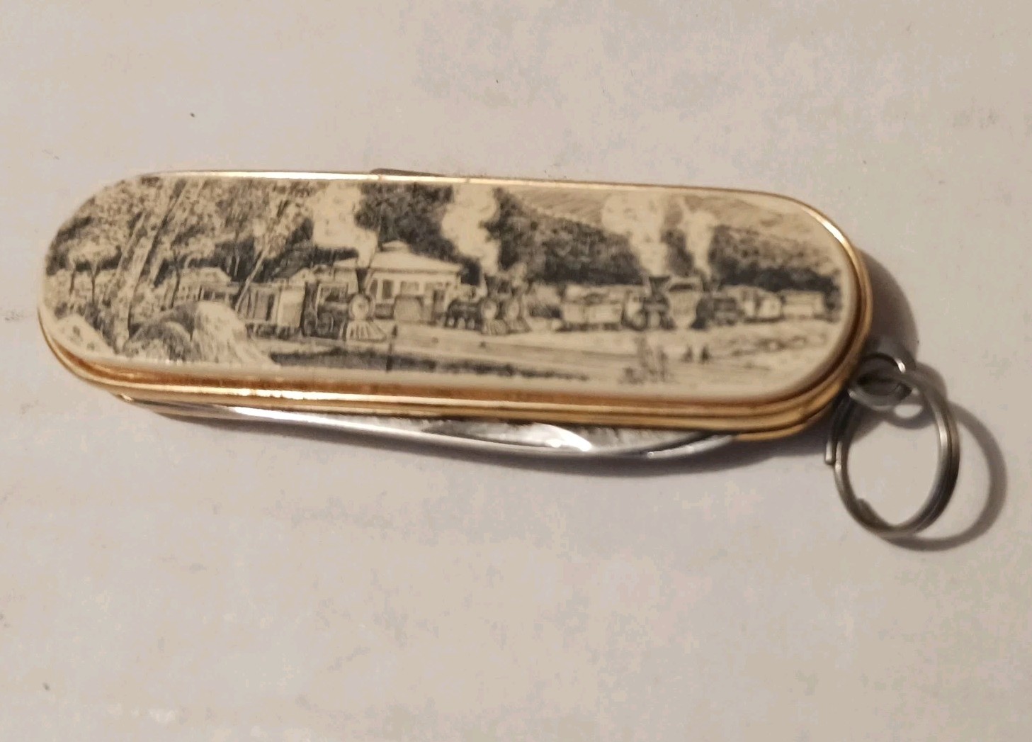 Barlow Keychain Series Nature Scenes Lake Fishing Folding Single Blade ...