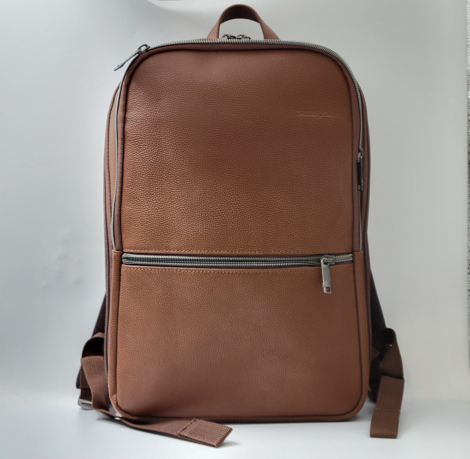 Samsonite Classic Leather Slim Backpack 14.1" Cognac | eBay