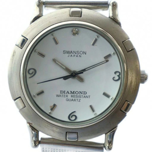 Swanson SWANSON JAPAN 5Y23-8A60 1P Diamond Watch Round Silver Color ...