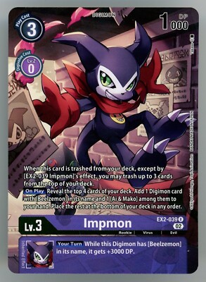 Digimon Impmon Alternate Art #Ex2-039 R Foil Beelzemon Advanced Deck ...