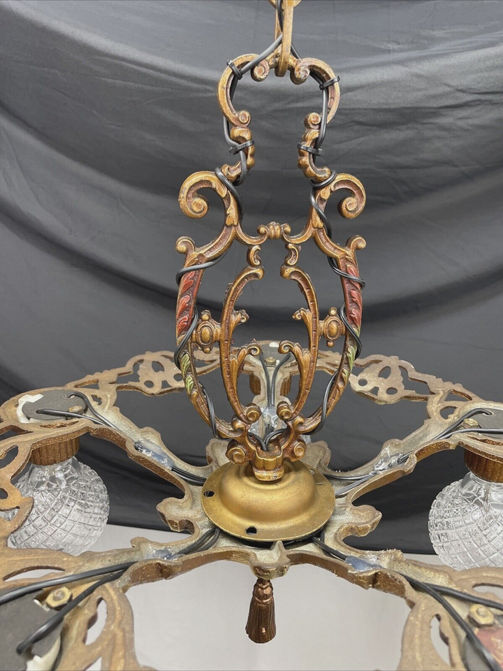 REWIRED Markel Antique Vtg Arts Crafts Deco Mission Polychrome ...
