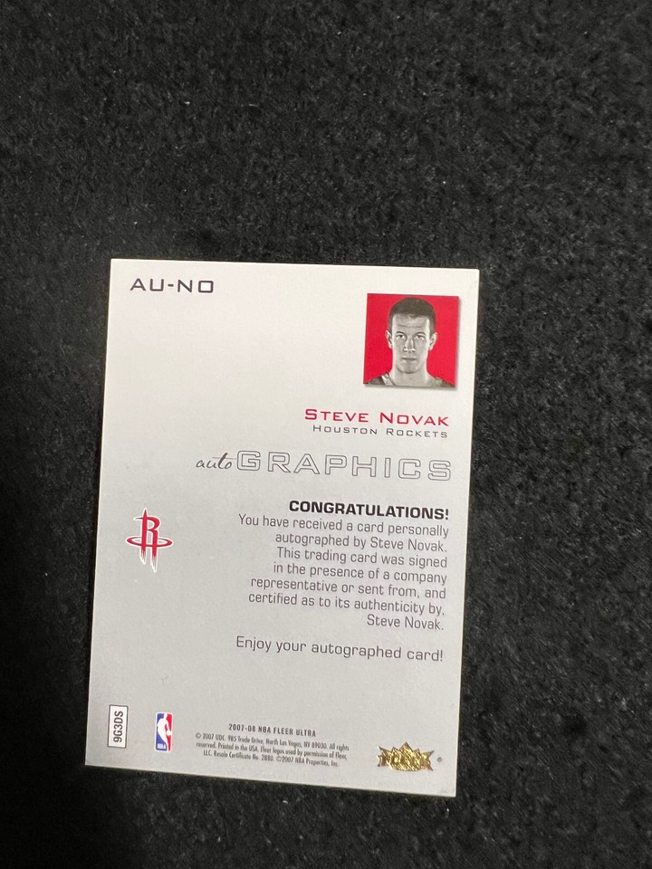 2007-08 Fleer Ultra Basketball Auto Graphics Steve Novak #AU-NO Houston ...