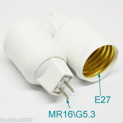 100x G5.3 MR16 Male to E27 Female Socket LED Halogen CFL Light Bulb ...