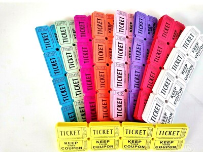 Raffle Tickets 50 Flat Double Stub 50//50 Keep This Coupon Carnival ...