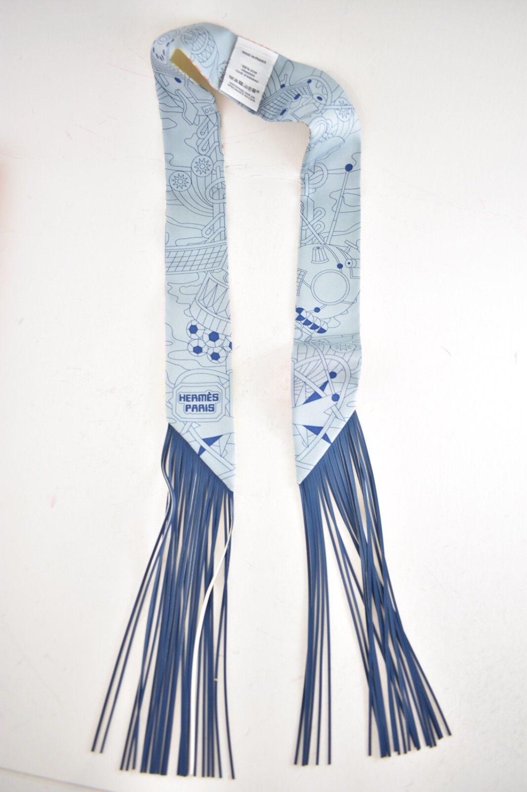 Hermes Au Bloc Fringe Blue White Leather Multi Fringed Handbag Bag ...