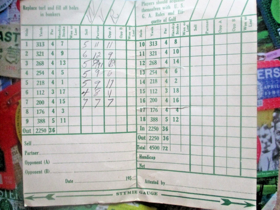 vtg - Golf Scorecard - CASSADAGA COUNTRY CLUB cc - Stymie Gauge ...