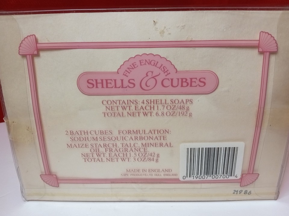 Vintage Fine 4 English Peach Sea Shell Soaps & 2 Bath Cubes Made in ...