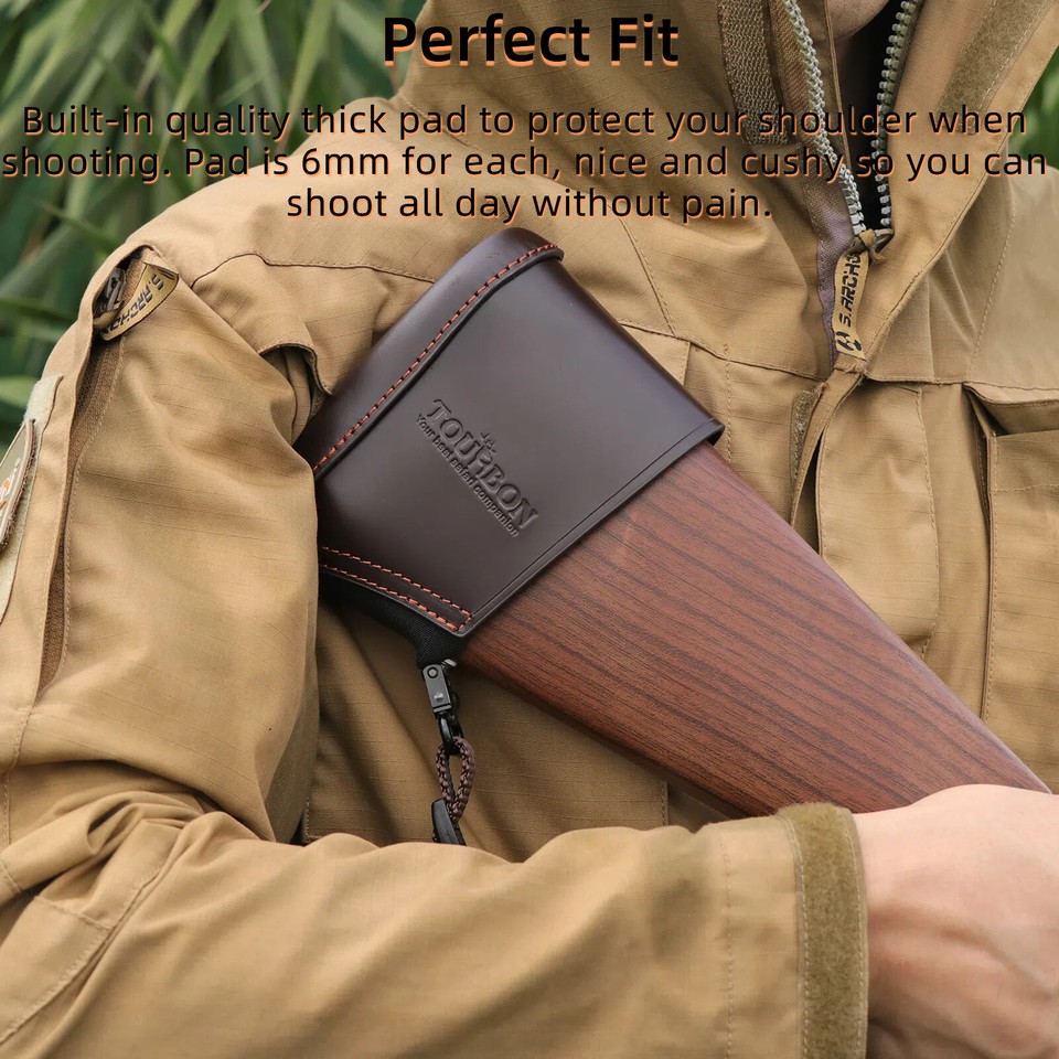 Tourbon Leather Slip on Recoil Pad Rifle Shotgun ButtStock Cover Holder ...