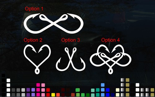 Love Fishing To Infinity Decal Sticker Fish Hook Car Boat Wall Door ...