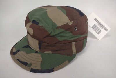 US Army Military Issue BDU Woodland Camo Hot Weather Cap Hat Size 6 7/8 ...