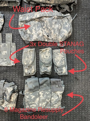 COMPLETE US Army Rifleman’s Set! 15 Pcs! Assault Pack, Waist Pack, Vest ...
