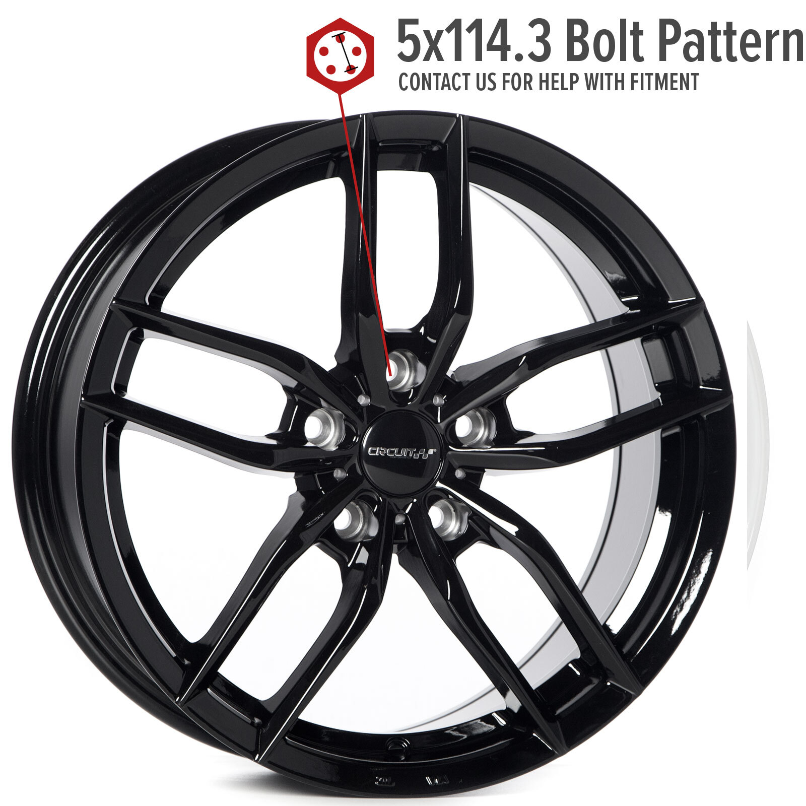 CIRCUIT PERFORMANCE CP34 17x7.5 5x114.3 +35 FULL GLOSS BLACK WHEELS ...