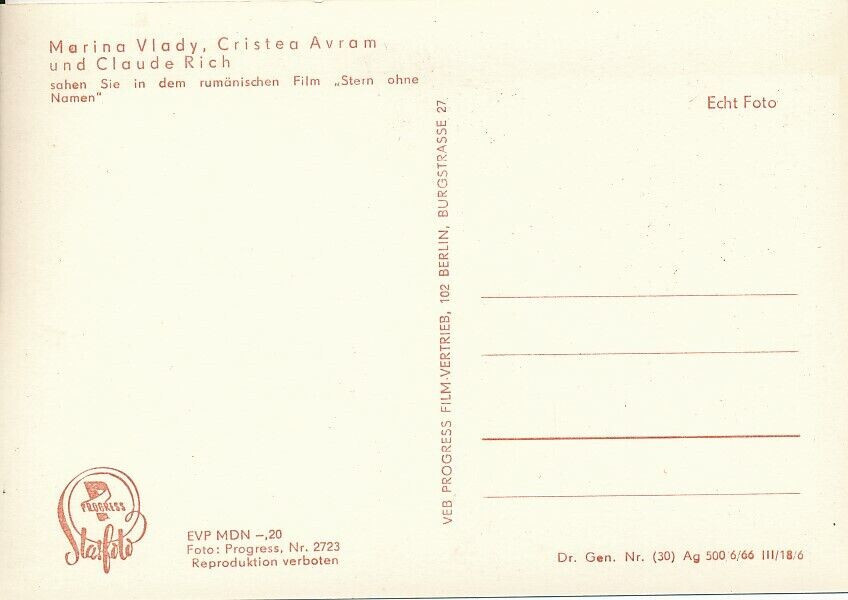 Autogrammkarte Marina Vlady, Cristea Avram, Claude Rich unsigniert ...