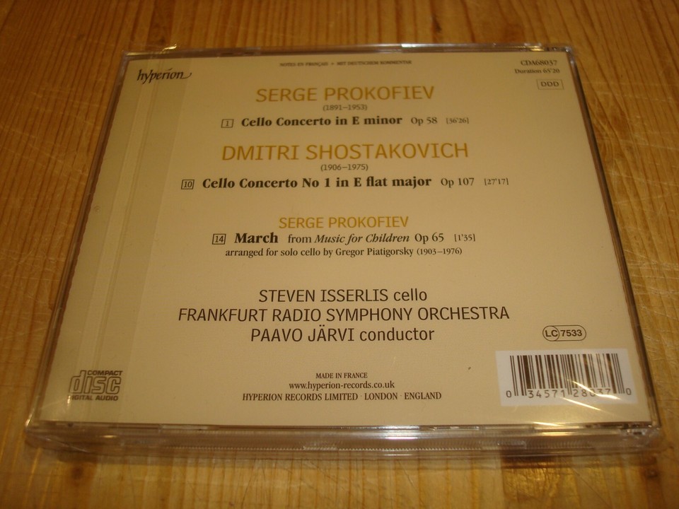 STEVEN ISSERLIS Prokofiev Shostakovich Cello Concertos Järvi CD Signed ...