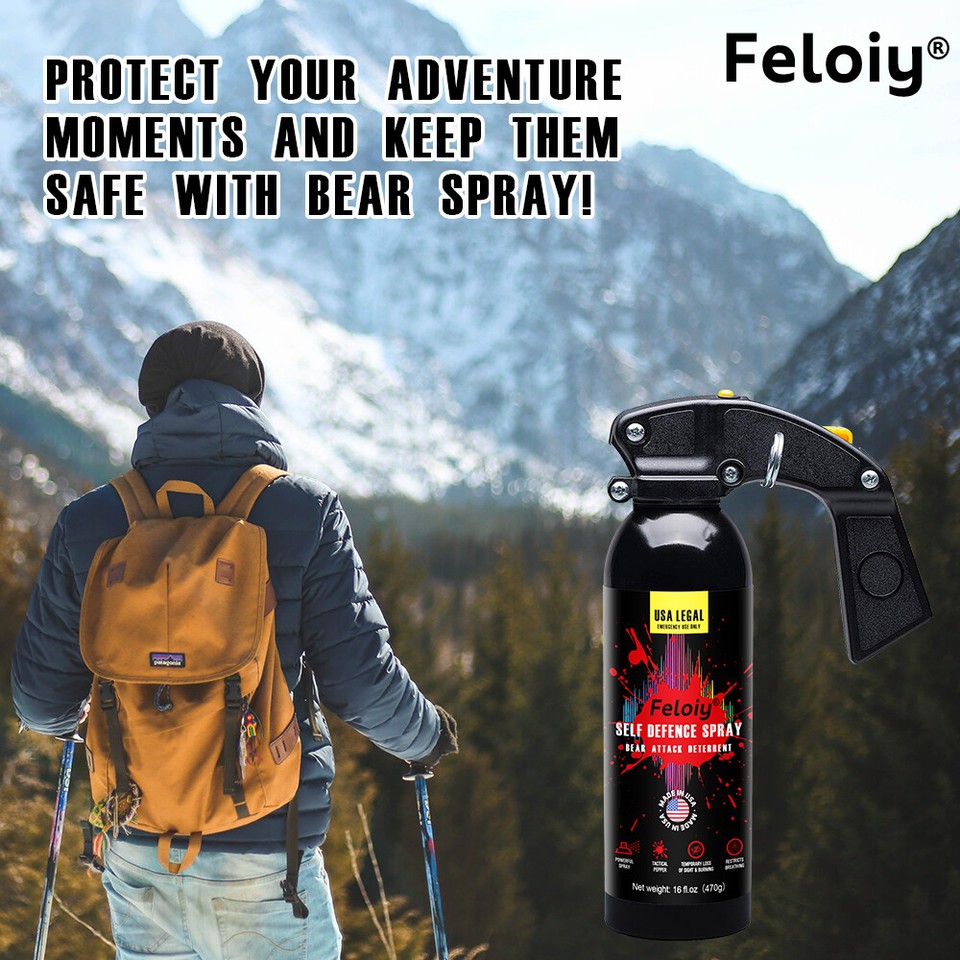Feloiy Self Defence Spray Bear Attack Deterrent Legal Bear Spray 16oz ...