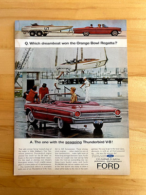 1963 Print Ad Ford Thunderbird V-8 Convertible 425 HP | eBay