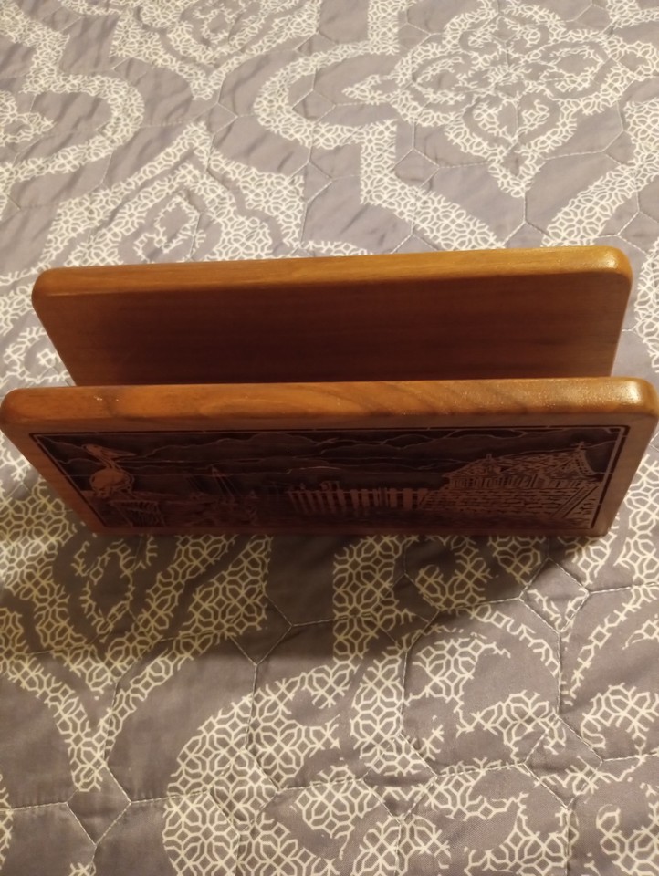 Vintage Lasercraft Laser Carved Wood Mail/Letter Holder Fishing Boats ...