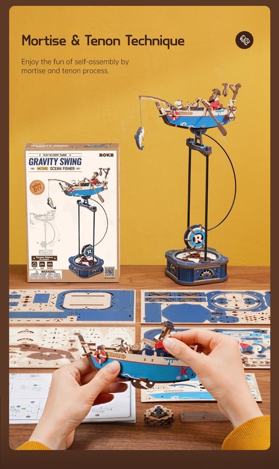 ROKR 3D Puzzle Wooden Model kit Gravity Swing Series Gladiator Fighter ...
