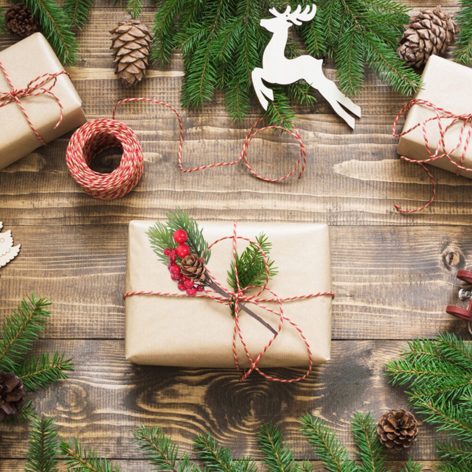 6 Pcs Christmas Pine Needle Decoration Artificial Red Berry Stems | eBay UK