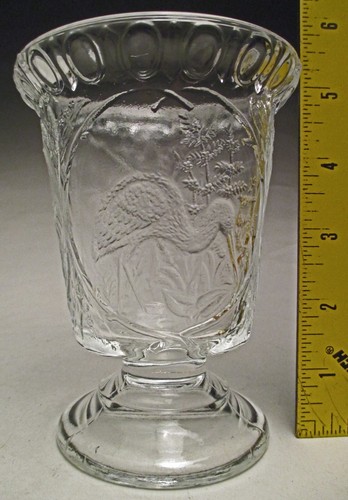 Antique EAPG Clear Glass Footed Three Paneled Stork Pattern Spooner ...