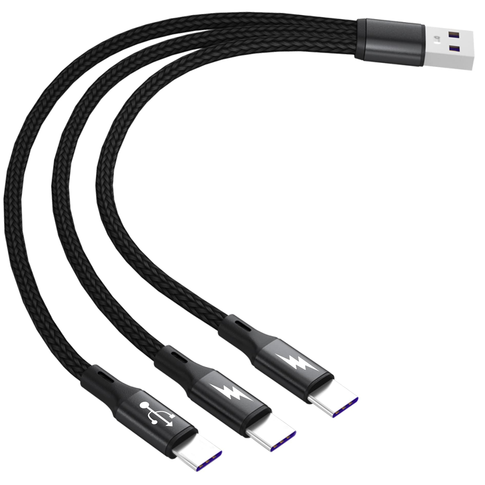 USB C Splitter CableUSB A Male to 3 -C Male Charge Cable3 in 1 Nylon ...