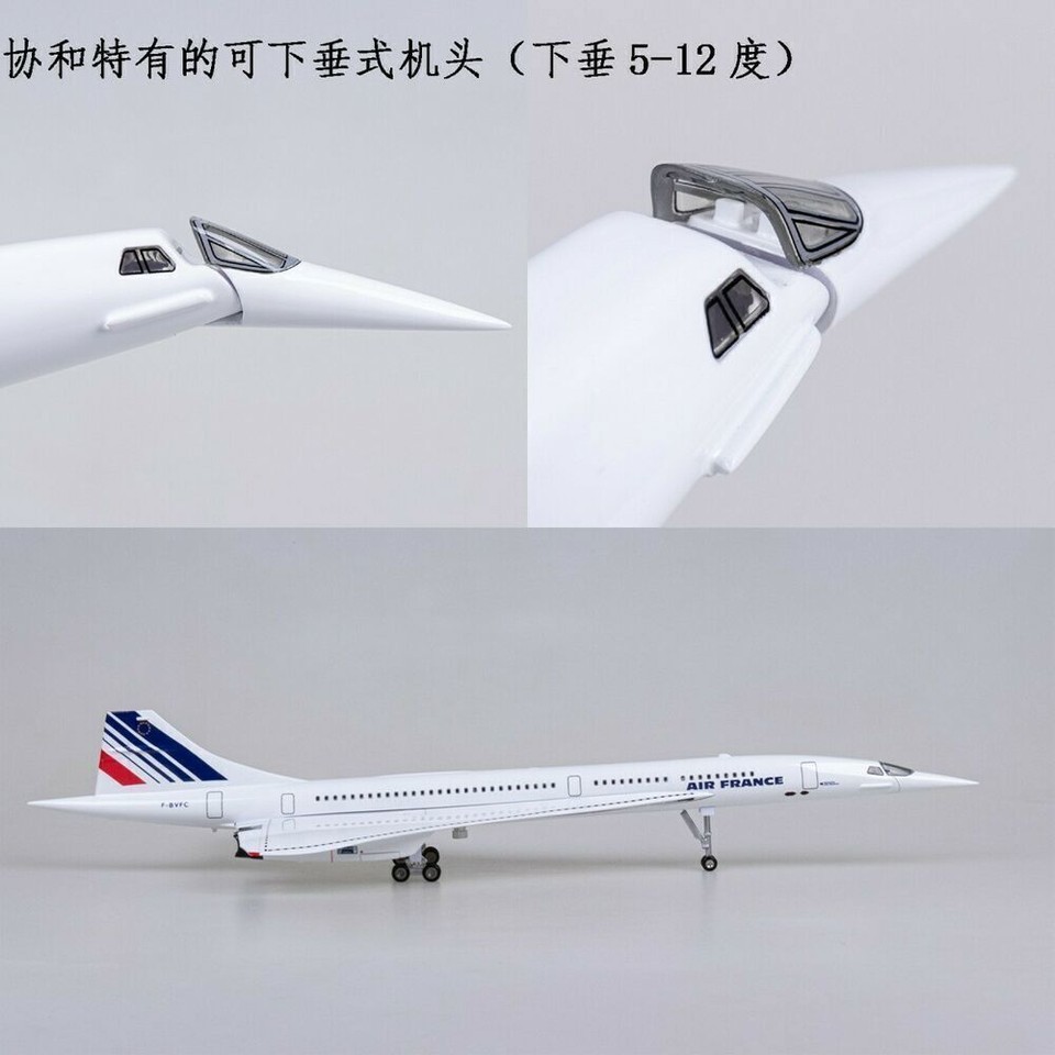 1/125 Air France Concorde Airplane Plane Model Display Toy w/ Sounds ...
