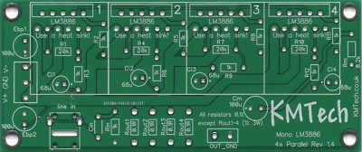 Connect up to 4x LM3886 ICs in Parallel Chipamp Gainclone PCB only DIY ...