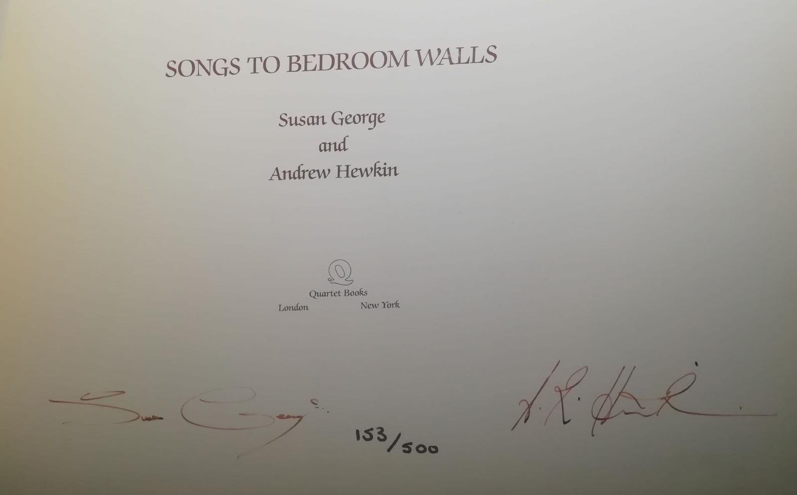 Susan George SONGS TO BEDROOM WALLS Double Signed Limited Edition | eBay UK