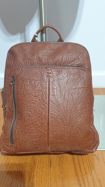AMERICAN LEATHER CO. CLEVELAND BRANDY TOOLED BACKPACK for sale online ...