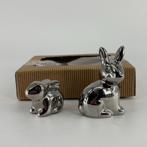 Silver Bunny Rabbit Ceramic Salt And Pepper Shakers | eBay