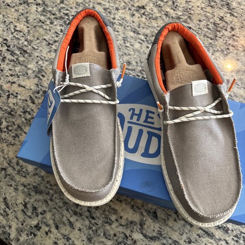 New in box Hey Dude Men's Wally Washed grey | eBay