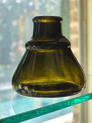 Antique Smokey Olive w/ Yellow Undertones Cone Ink Bottle | eBay