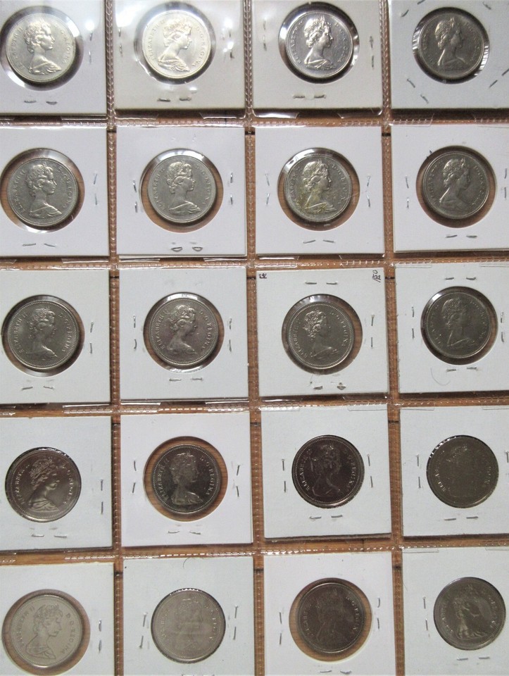 Set of 1968 to 2024 Canada Half Dollars Coins. 56 Fifty Cents 50 Cents ...