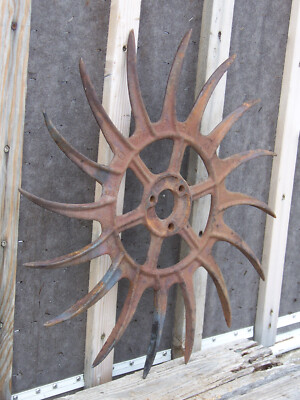 .Spiked Cast Iron Rotary Hoe Tiller Lawn Garden Rustic Steampunk ...