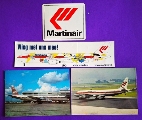 MARTINAIR Stickers Holland Logo + 747 + 2 MARTINAIR DC-8 Postcards | eBay