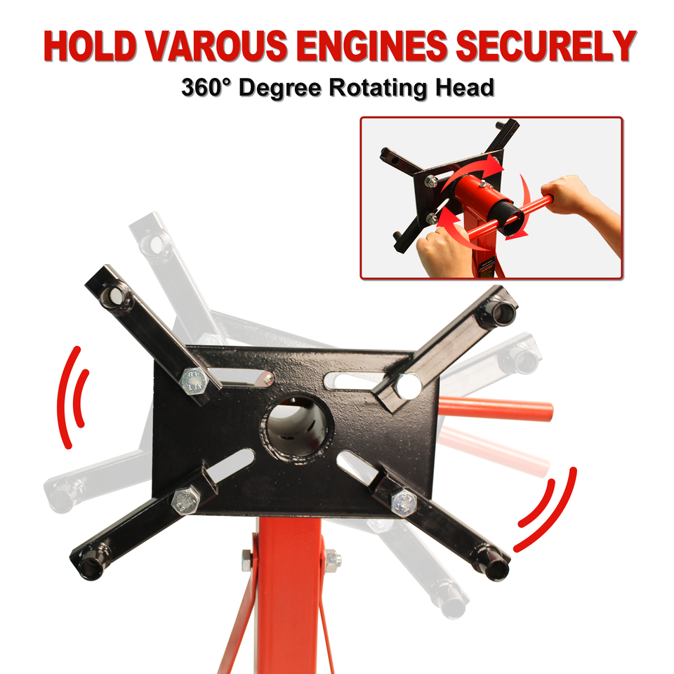 Heavy Duty Steel Engine Support Stand 2000 lbs Red 6 Wheels for Trucks ...