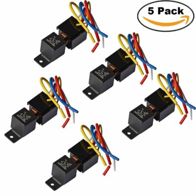 5 Set Car Truck Van Relay w/Socket Heavy Duty Relay 12V 80A AMP 5Pin ON ...