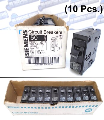 (10 Pcs.) SIEMENS - Q150 Plug-On CIRCUIT BREAKER 50A 1PL 120/240 V 10kA ...