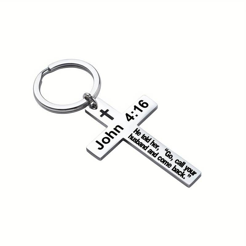 Key Chain Cross Man Woman Boy Girl Car Key Ring Slogan Religious Key ...