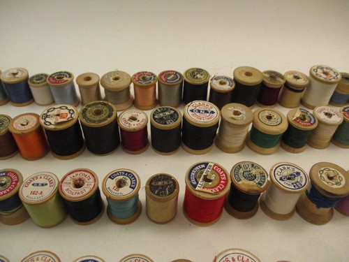 Huge Lot 175+ Coats and Clark Antique Vintage Sewing Thread Wooden Wood ...