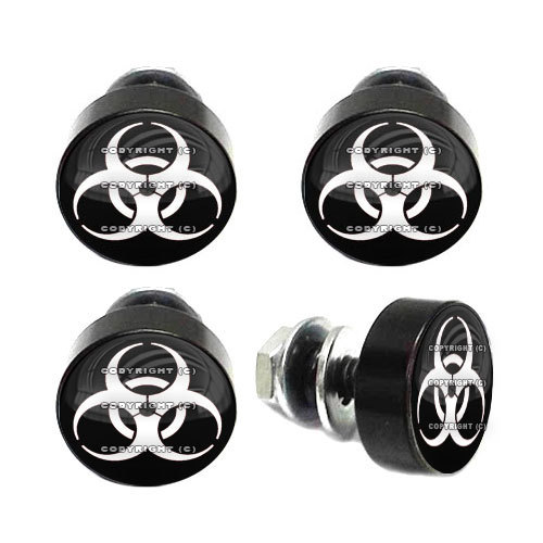 4 Black Billet Toxic License Plate Frame Bolts Motorcycle Custom Tag ...