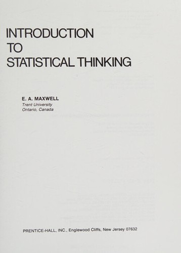 Introduction to Statistical Thinking Hardcover Edwin A. Maxwell ...