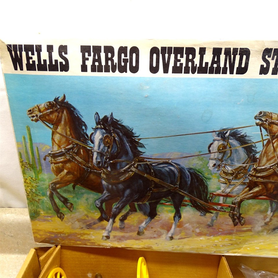Vintage Lindberg Wells Fargo Stagecoach Play Set + Box, Western Toy | eBay