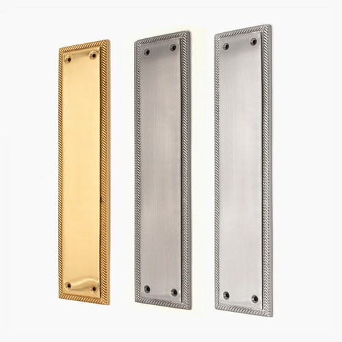 Heavy Duty Georgian Corner Drilled Solid Brass Push Door Finger Plates ...