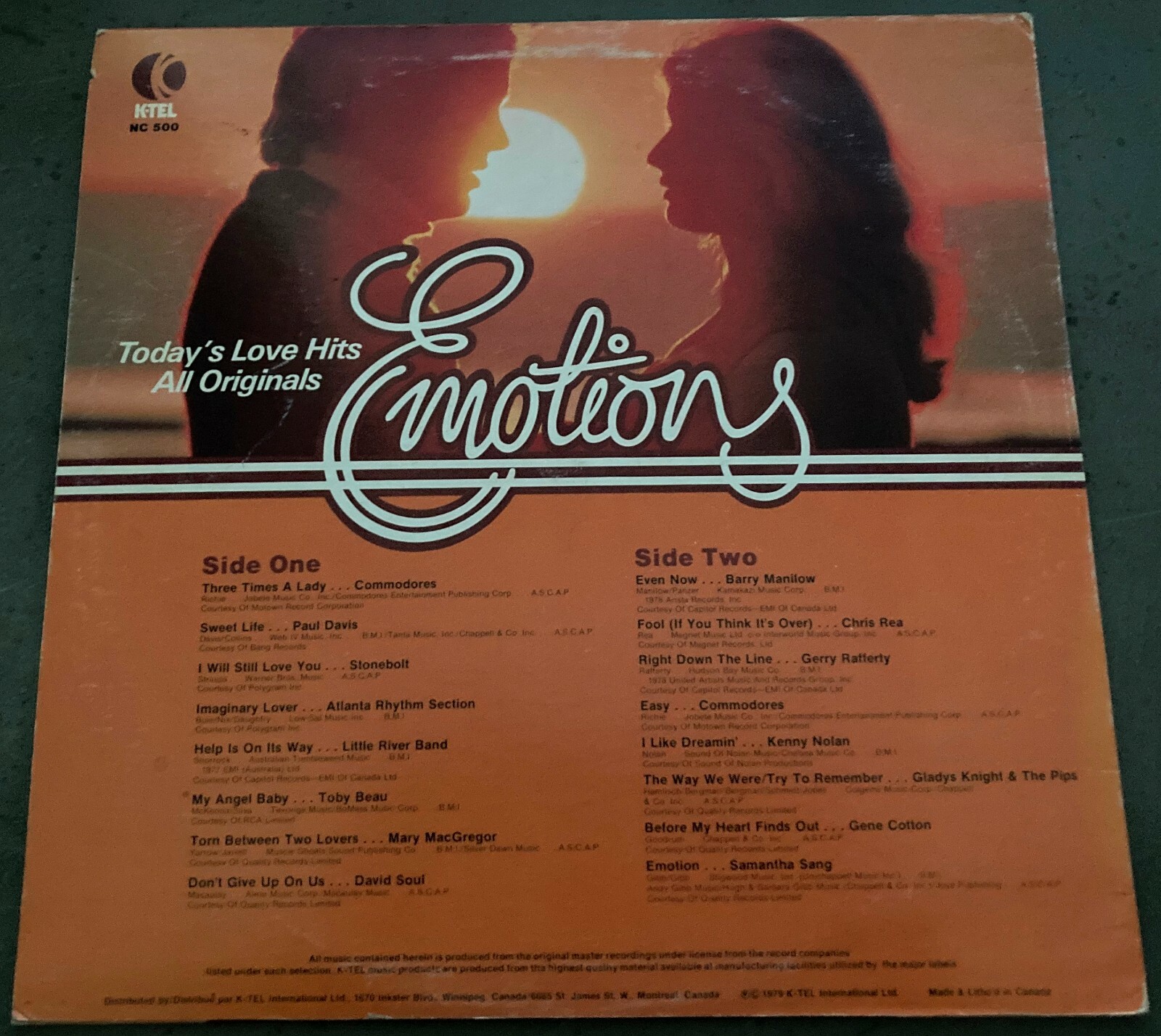 Emotions - 1979 K-Tel Canada LP - Gerry Rafferty, Gene Cotton, Chris ...