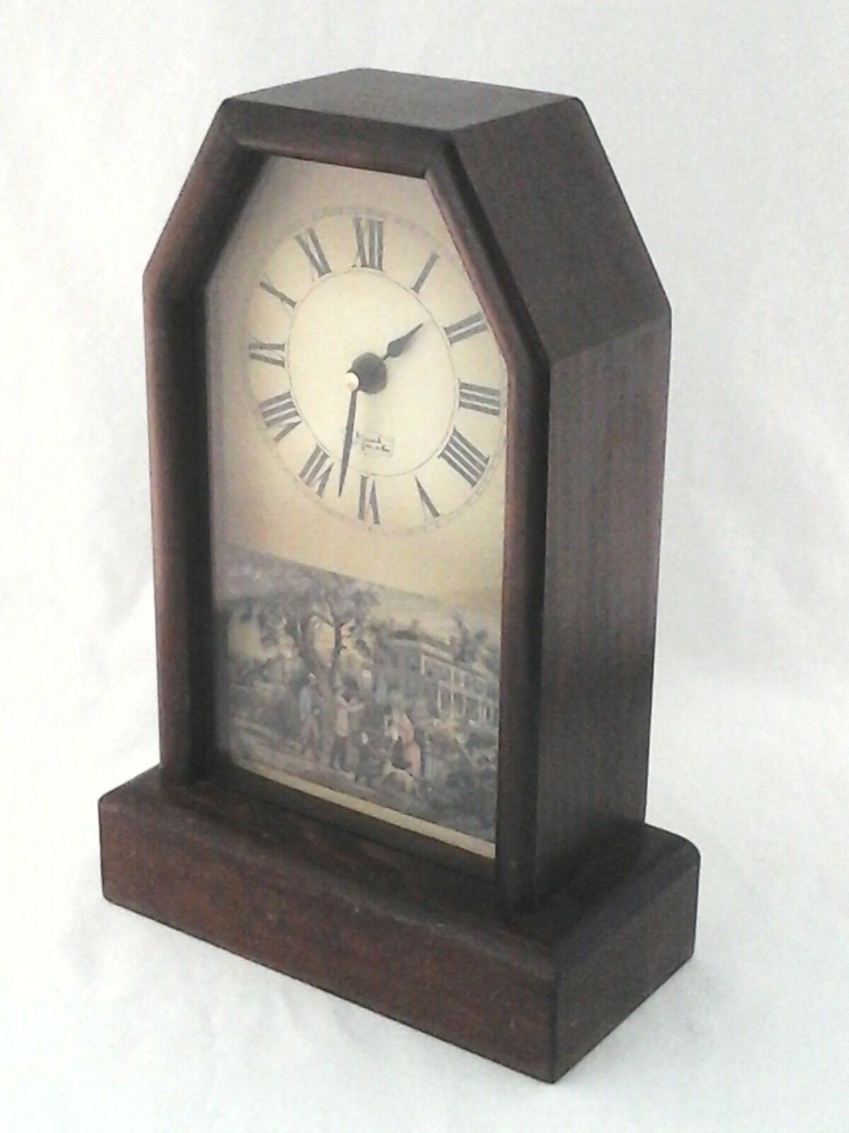 WUERSCH Fall River Mass Wood Mantle Clock COLONIAL SCENE Germany * NOT ...